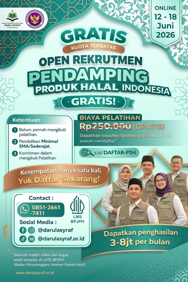 Loker Rekrutmen Pendamping Proses Produk Halal 12 -18 Juni 2026 Full ...